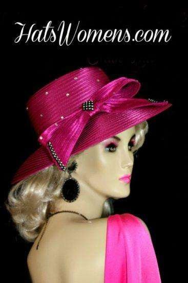 Ladies Designer Satin Hat Pink Royal Blue White Beige Black Navy Silver ...