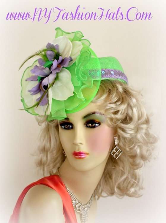 Lime Green Lavender White Formal Wedding Designer Hat P55 Hats | Dress ...