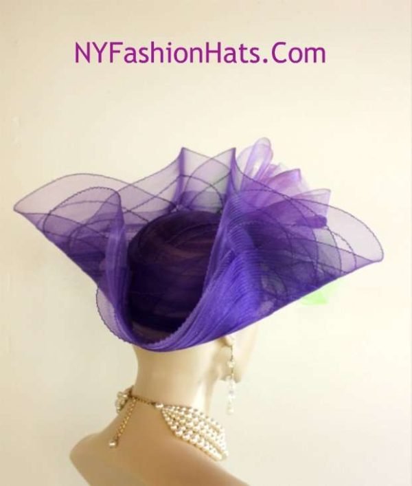 Purple Lime Green Lift Up Brim Dress Church Wedding Hat Fashion Hats ...